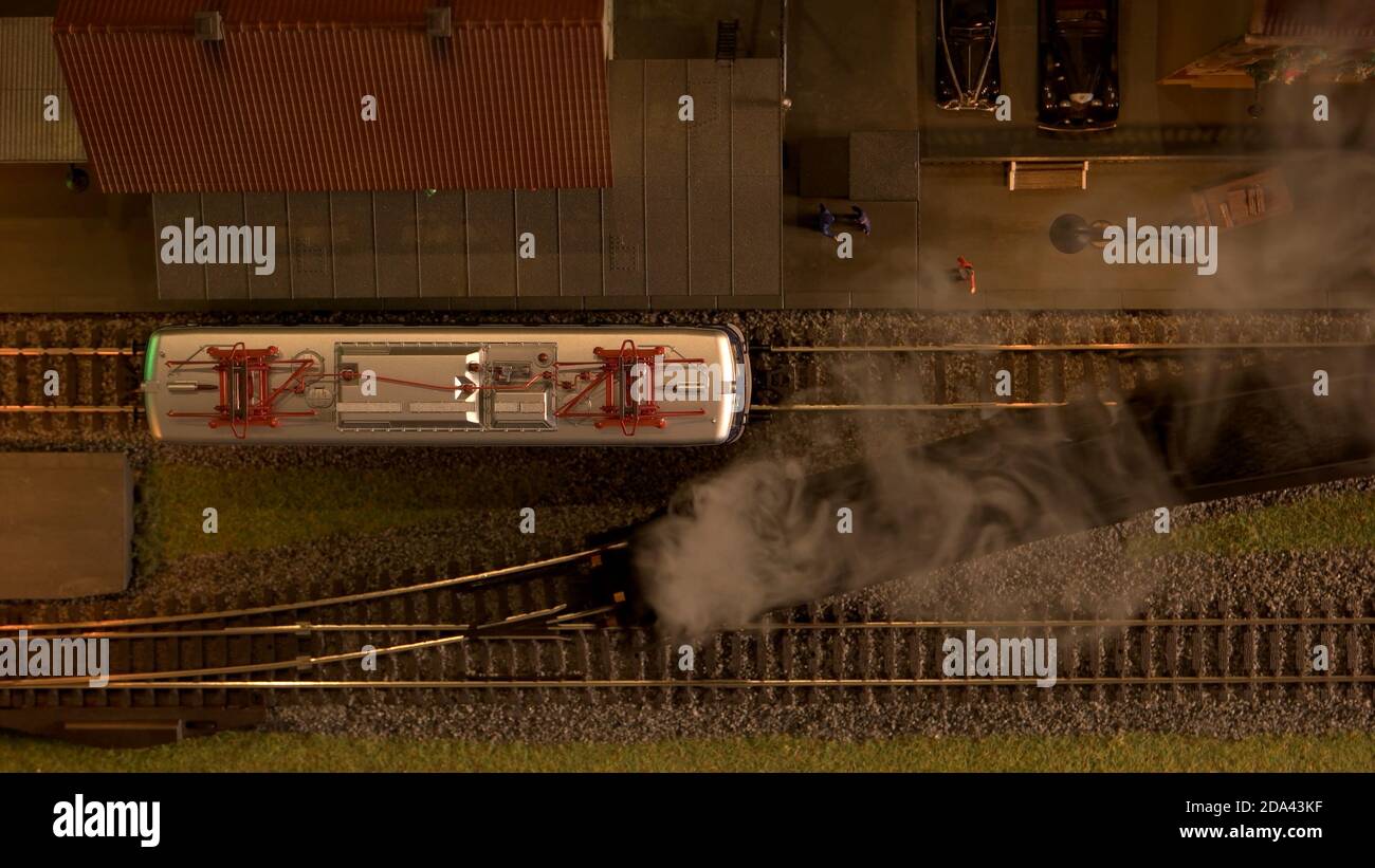 Top view retro railway station Stock Photo - Alamy