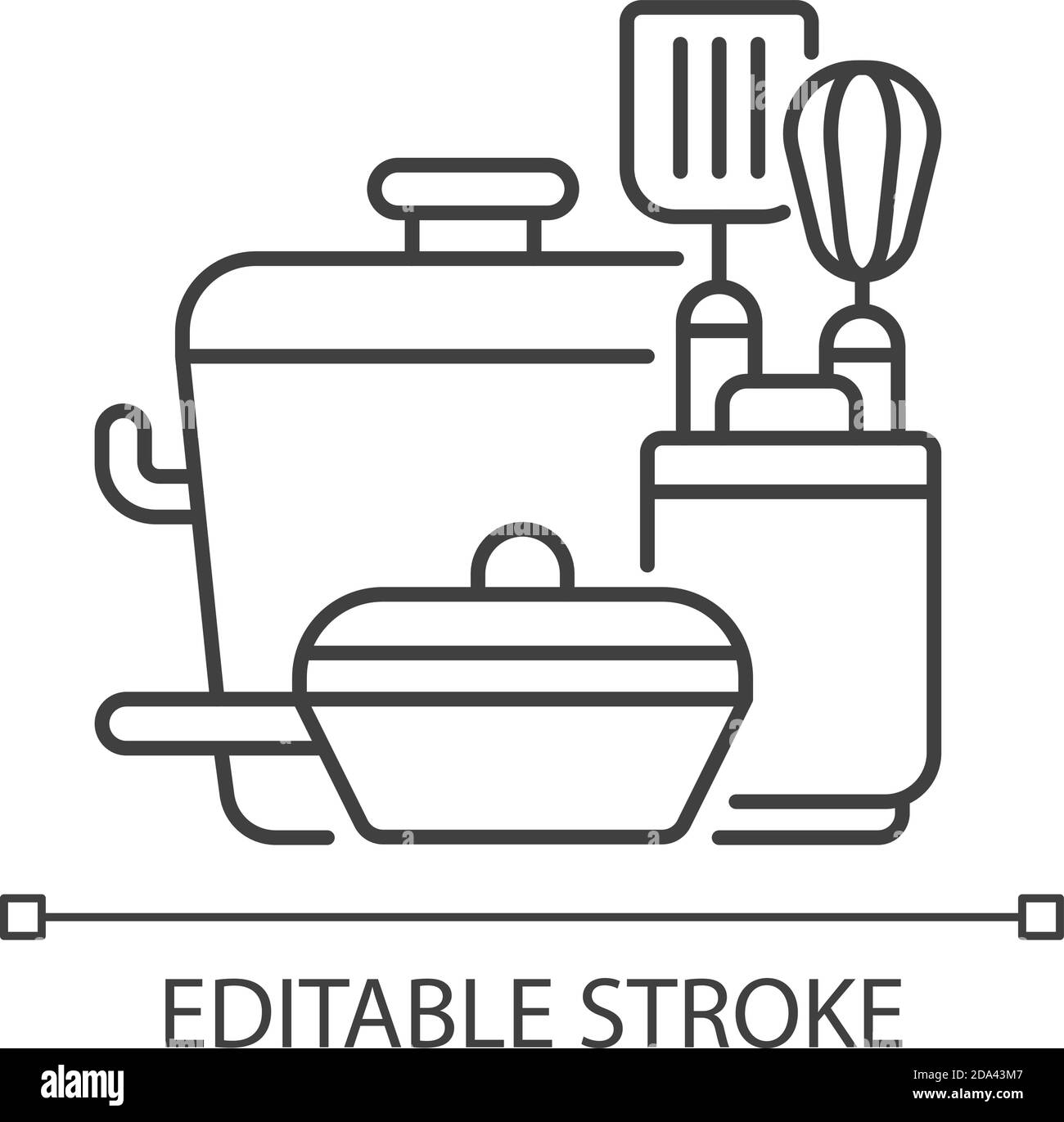 Cookware kitchen tools line Cut Out Stock Images & Pictures - Alamy