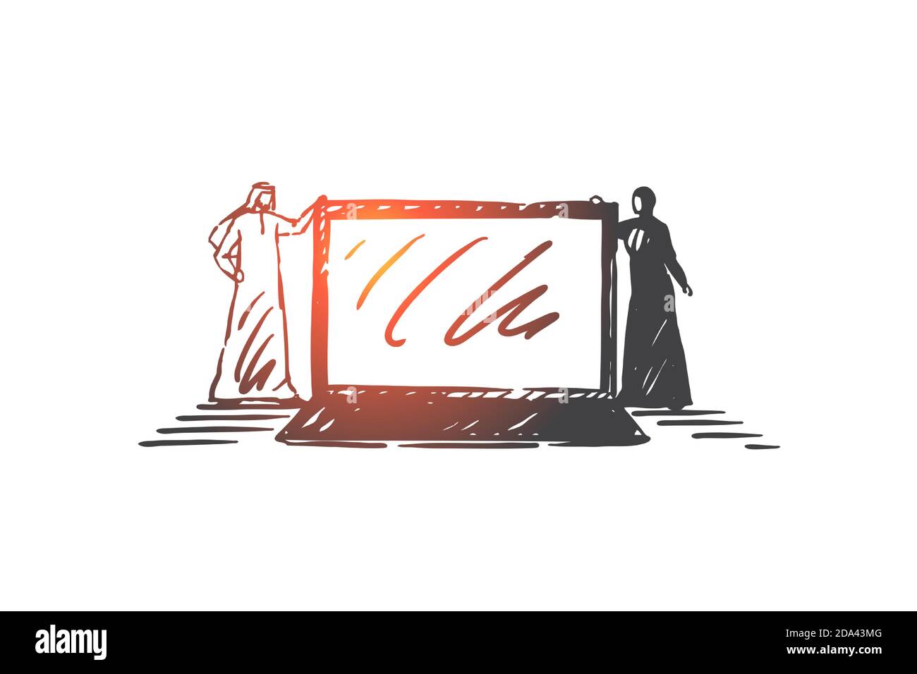 Online business communication concept sketch. Hand drawn isolated ...