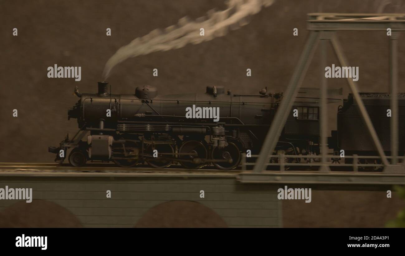 Side view replica of steam train Stock Photo - Alamy