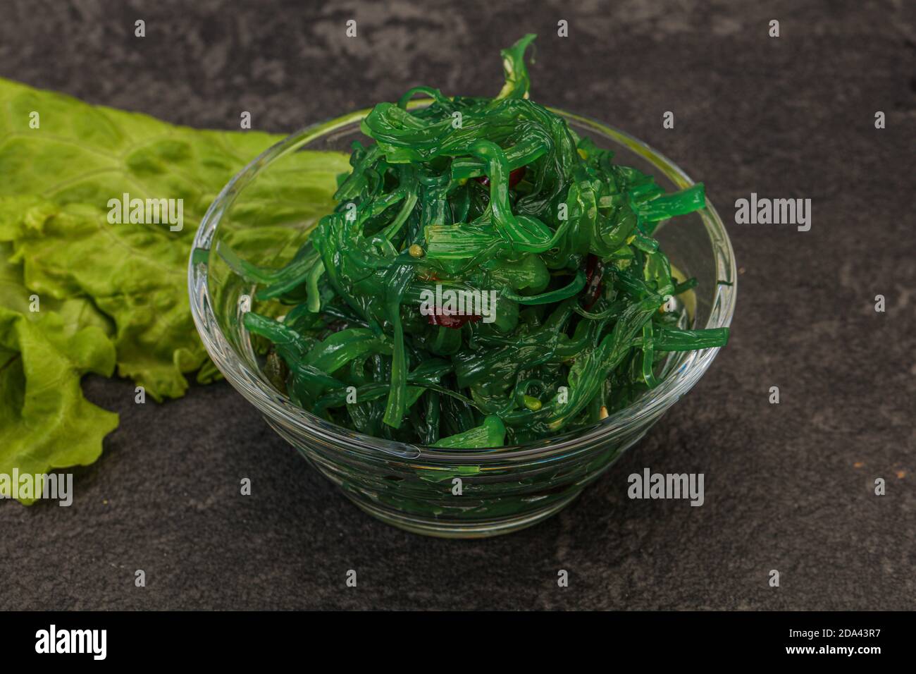 Green Chuka Seaweed Salad Isolated on White Background Top View. Wakame Sea Kelp Salat, Chukka ...