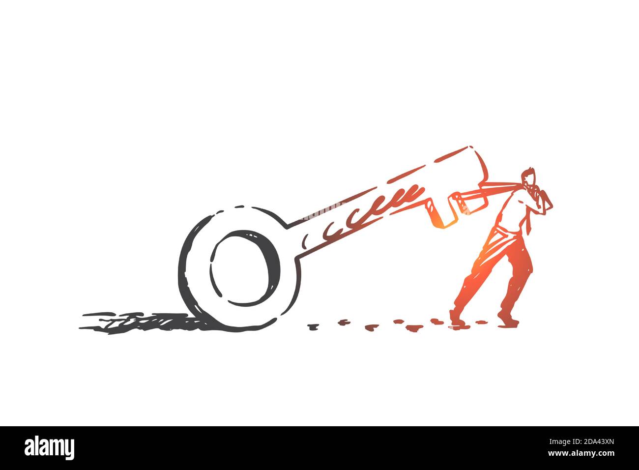 Effort, determination, struggle concept sketch. Hand drawn isolated ...