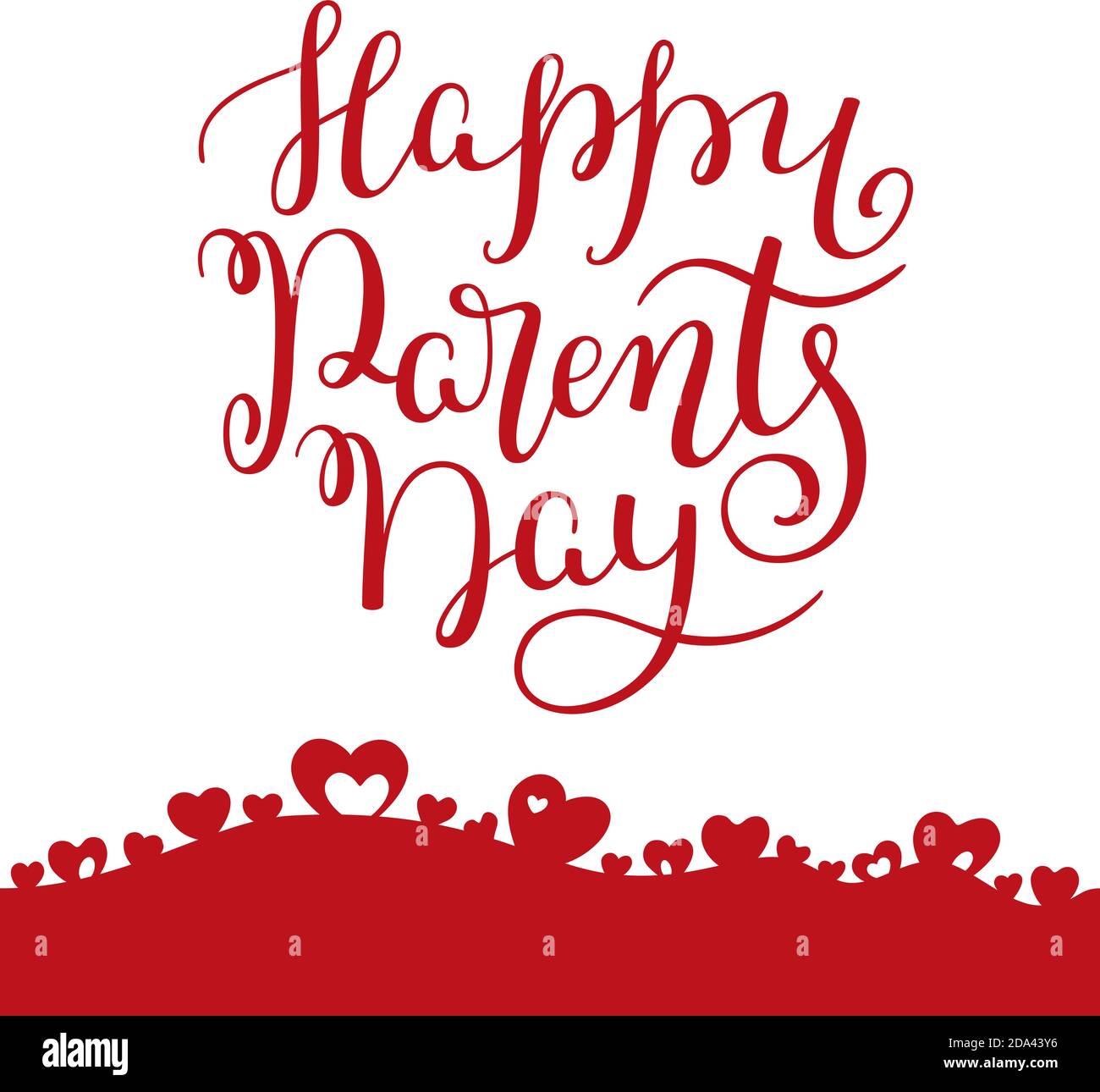 Happy Parents Day hand lettering with hearts. Template for greeting ...