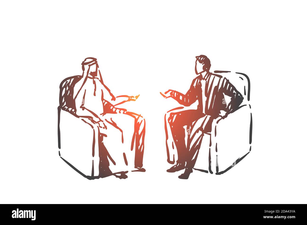 Political meeting, diplomacy concept sketch. Hand drawn isolated vector ...