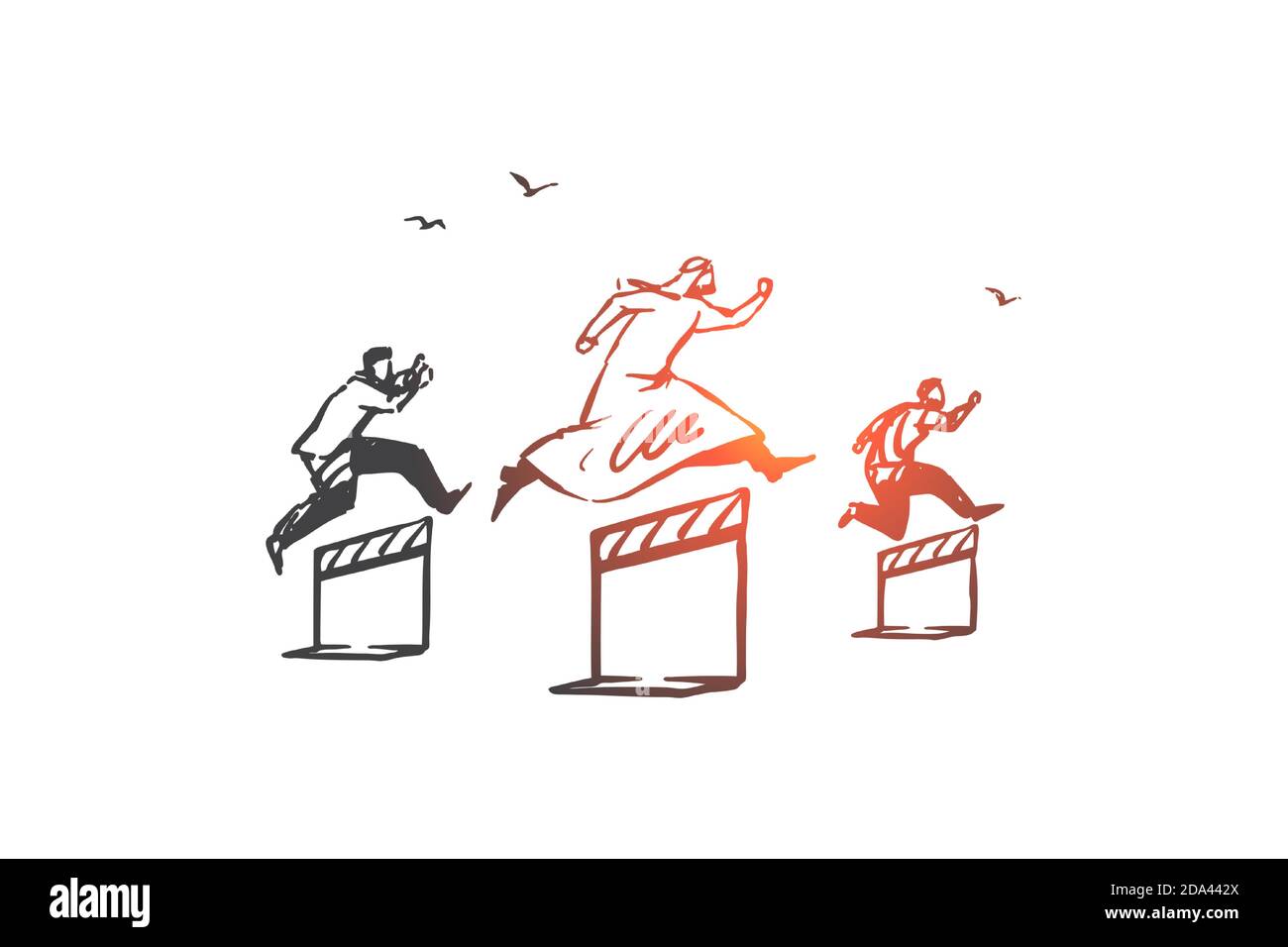 Business competition, rivalry concept sketch. Hand drawn isolated ...