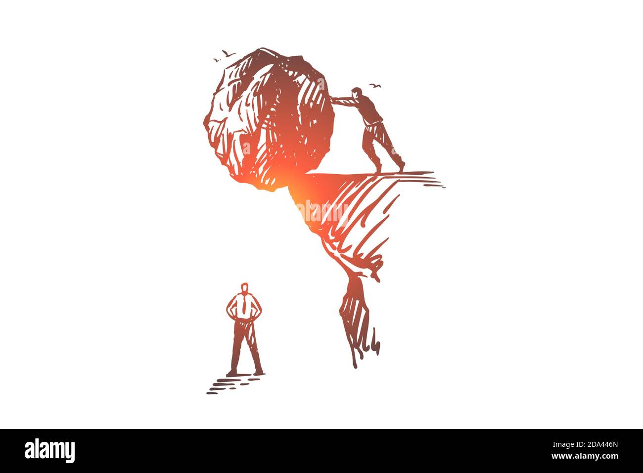 Competitors elimination, rivalry concept sketch. Hand drawn isolated ...