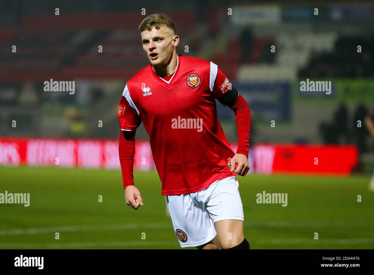 FC United of Manchester’s Regan Linney during the FA Cup first round ...