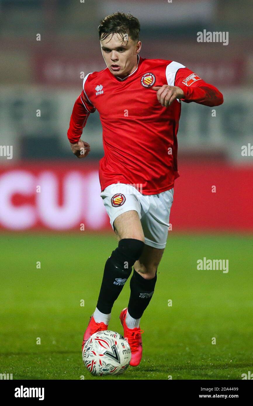 FC United of Manchester’s Fin Sinclair Smith during the FA Cup first ...