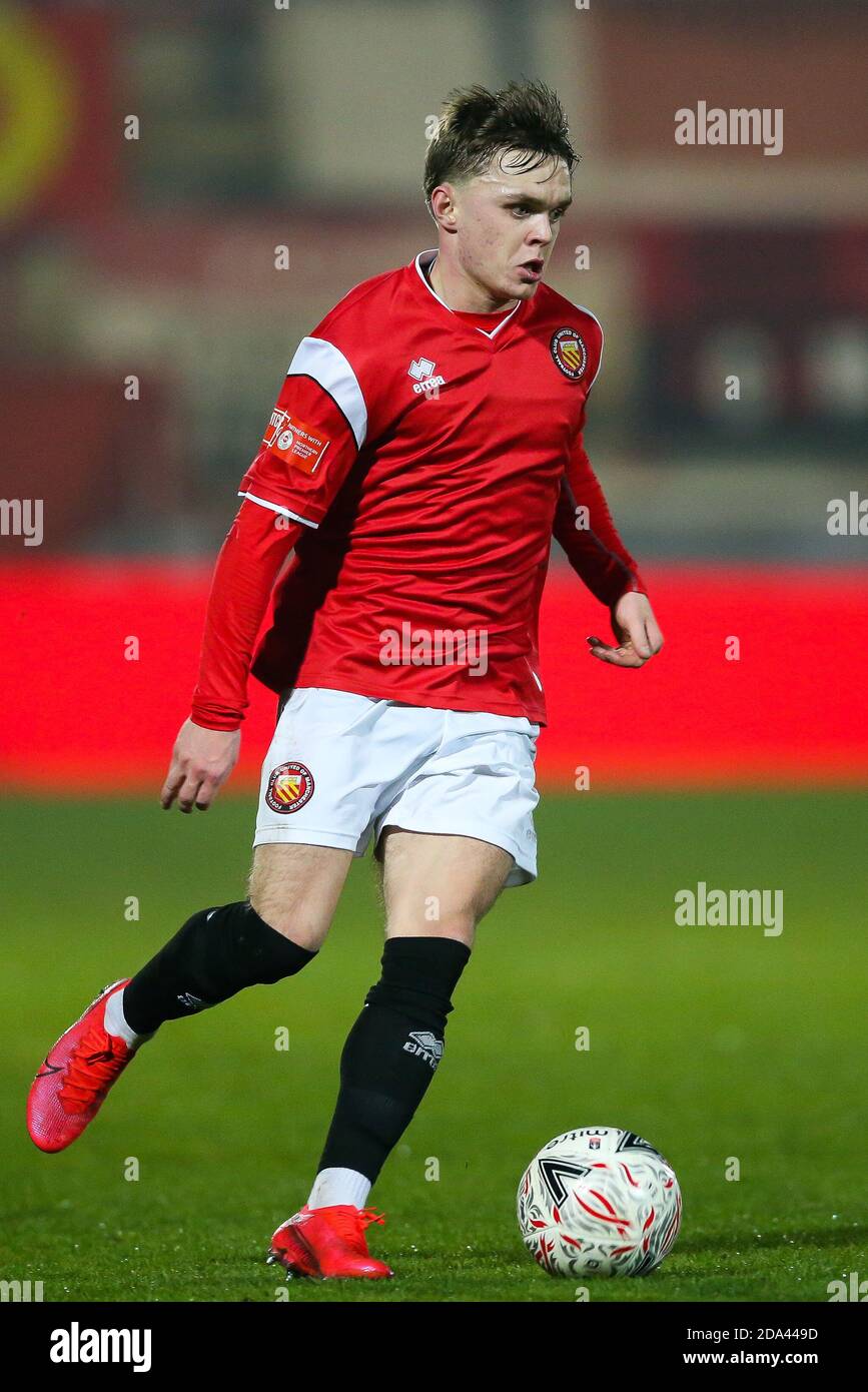 FC United of Manchester’s Fin Sinclair Smith during the FA Cup first ...