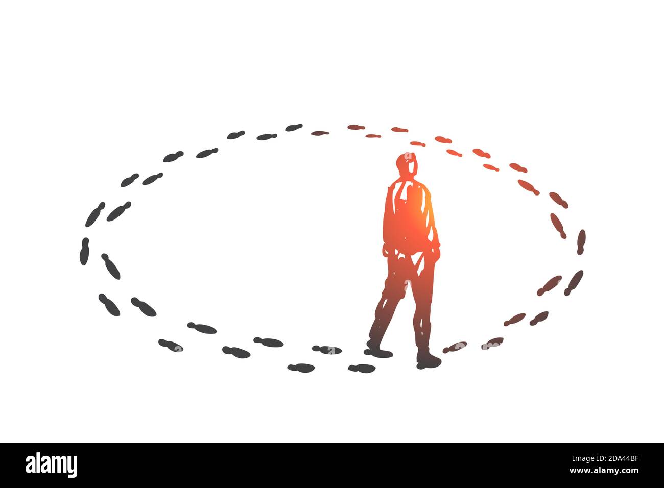 Vicious circle, monotony concept sketch. Hand drawn isolated vector ...