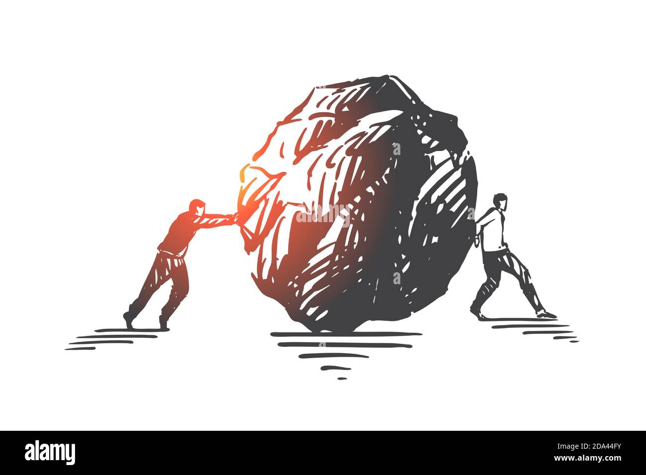 Bad teamwork, misunderstanding concept sketch. Hand drawn isolated ...