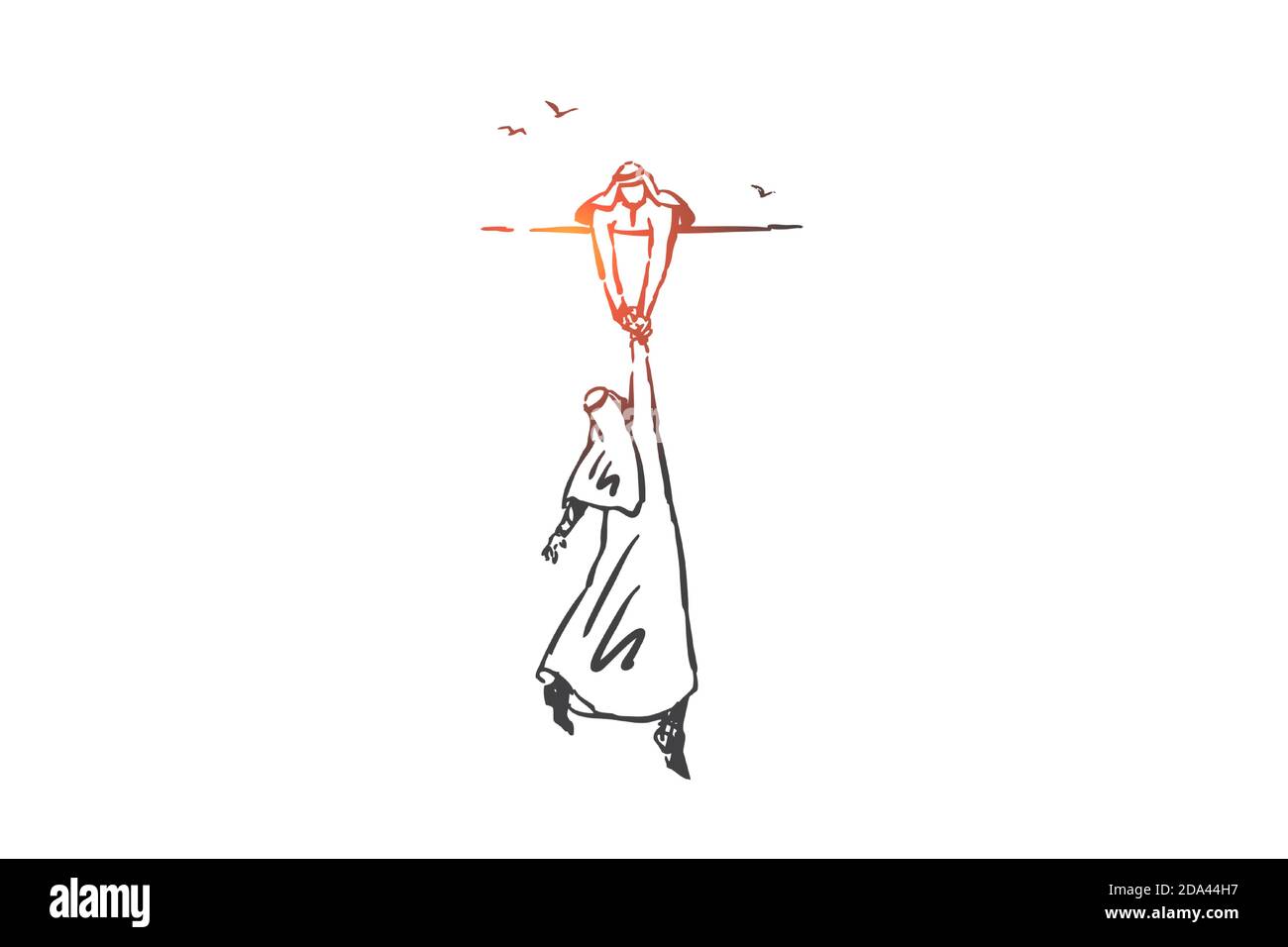 Business help, support concept sketch. Hand drawn isolated vector Stock ...