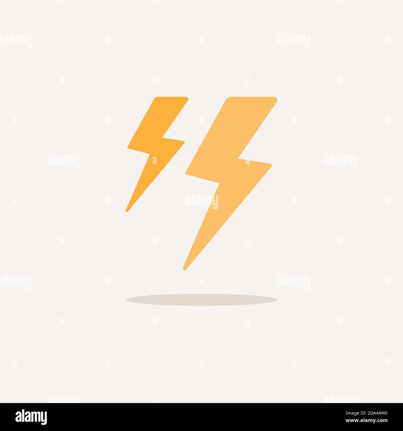 Lightning storm. Color icon with shadow. Weather glyph vector ...