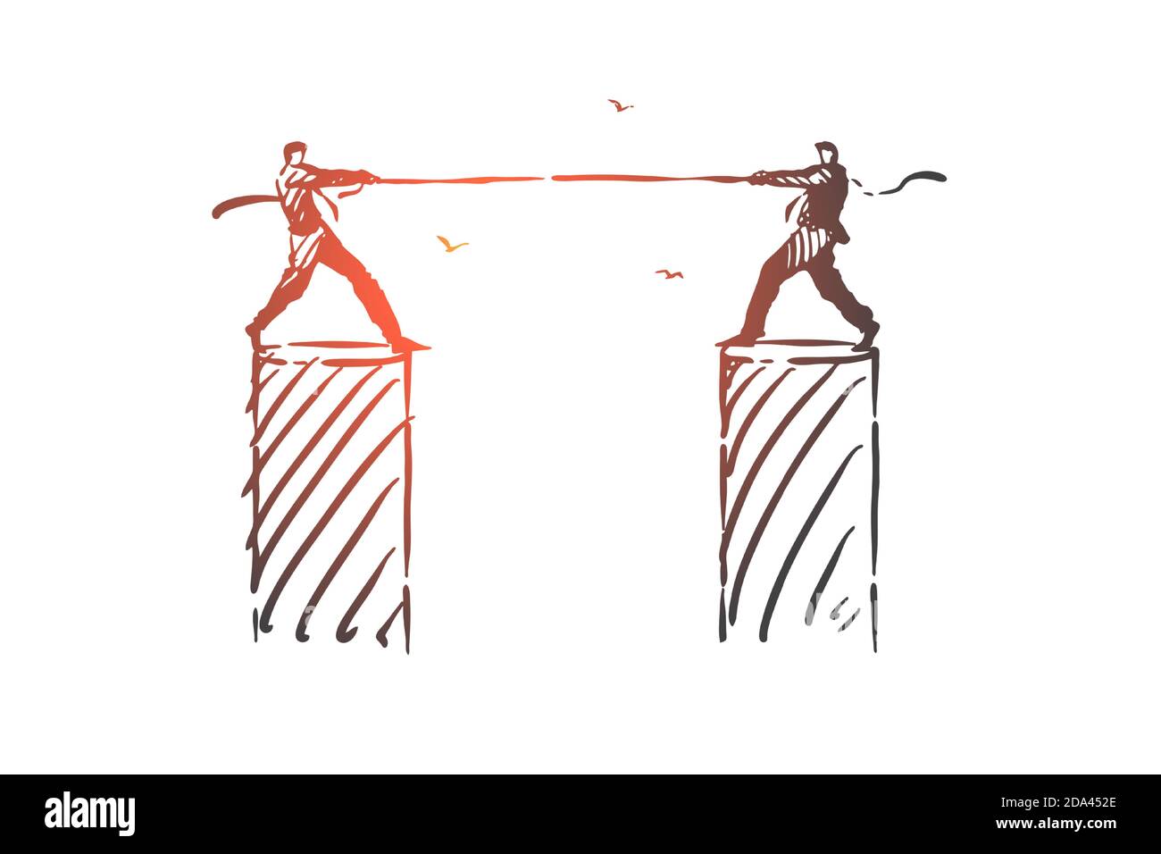 Rivalry, opposition, struggle concept sketch. Hand drawn isolated ...