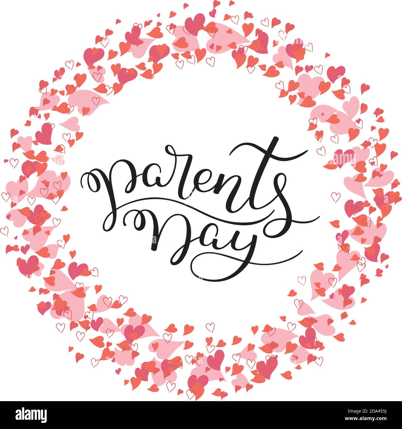 Parents Day hand lettering with hearts. Template for greeting cards ...