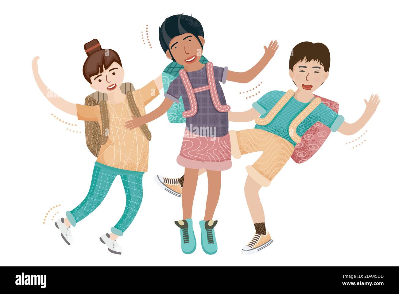 Group Of Friends At School Cartoon
