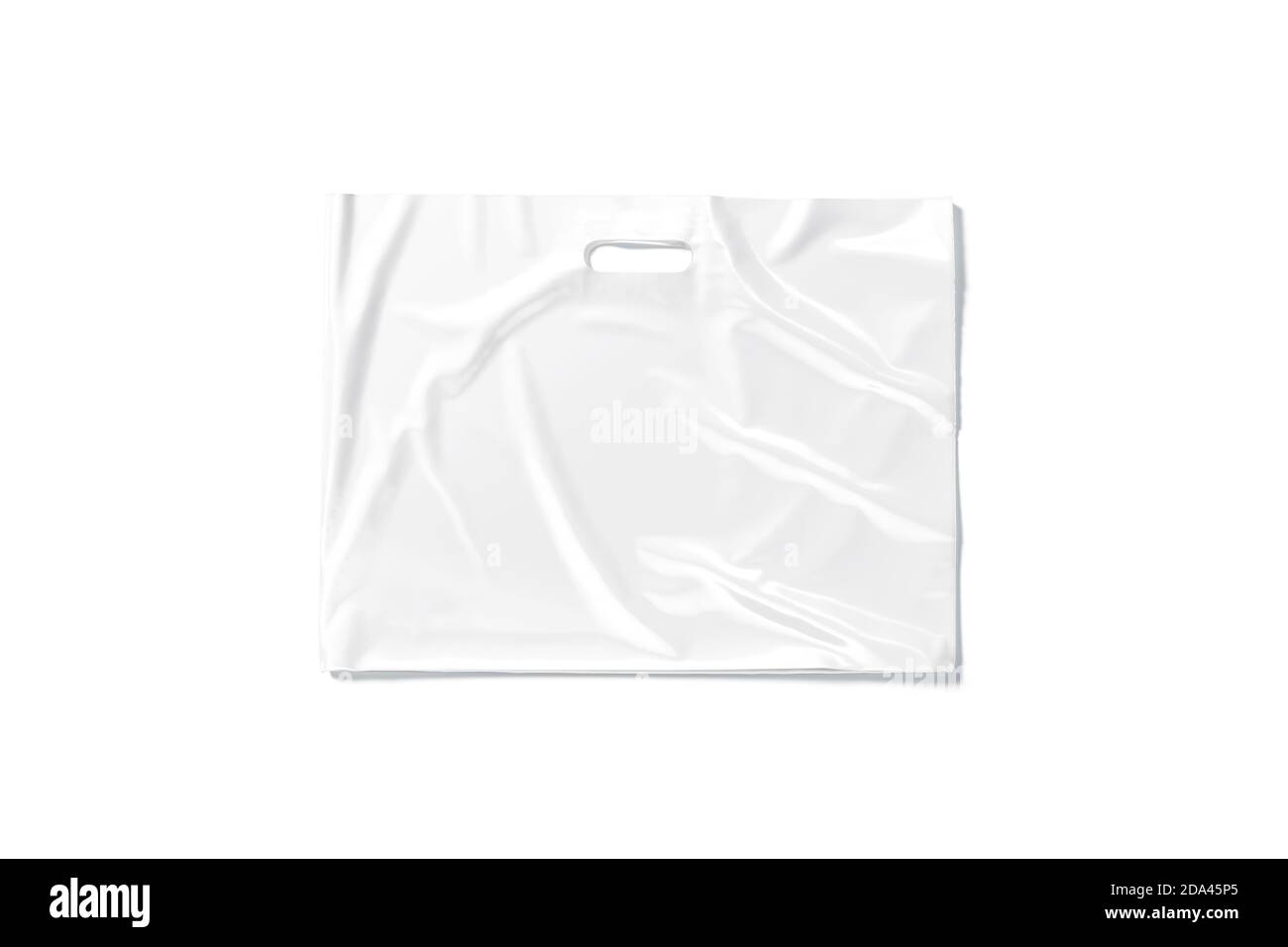 Blank big white die-cut plastic bag with handle hole mockup Stock Photo ...