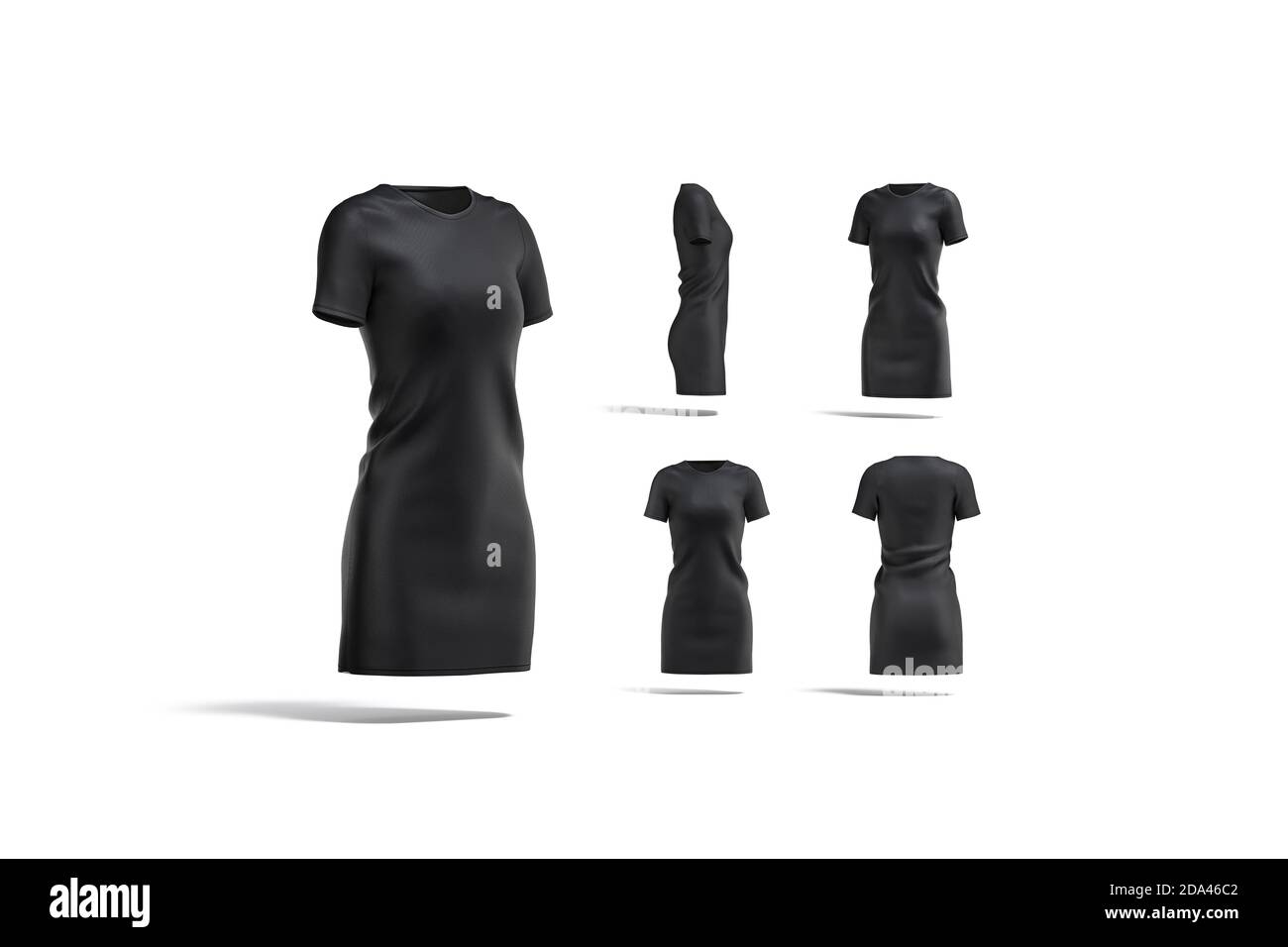 Blank black cloth dress mock up, different views Stock Photo - Alamy