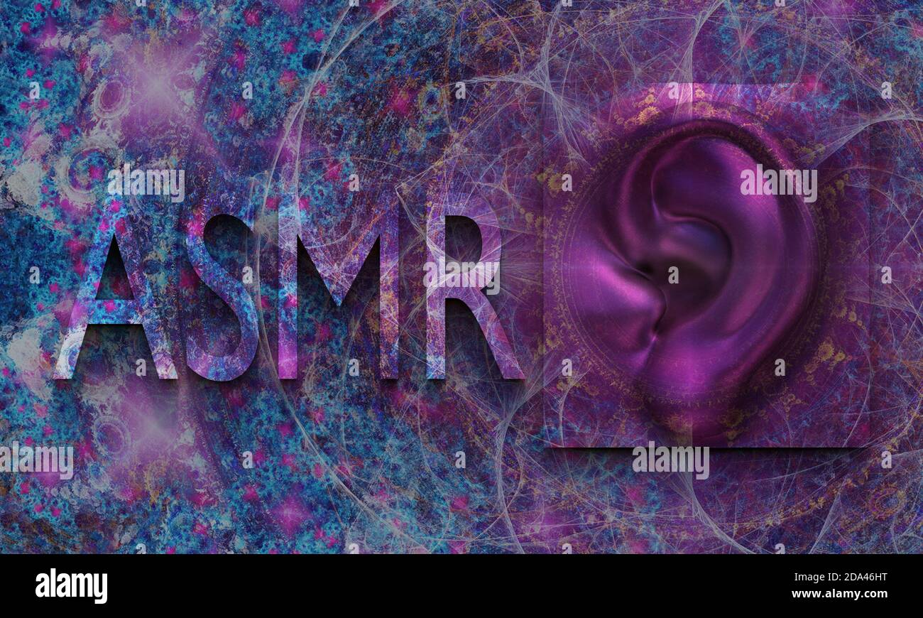 Concept of listening ASMR, autonomous sensory meridian response, 3d ...