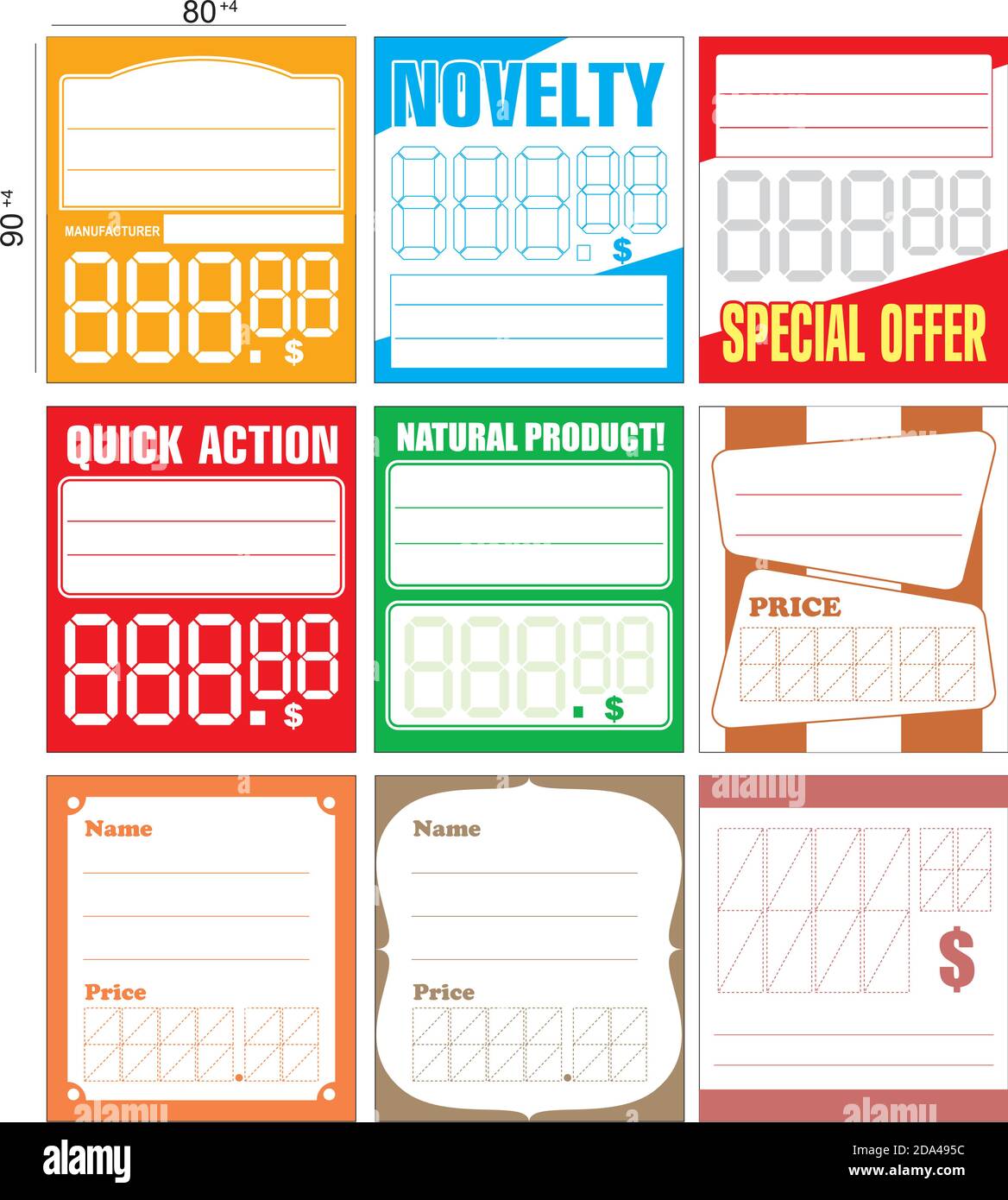 Template blank for price - Printing forms 60x80mm for inscribing prices ...