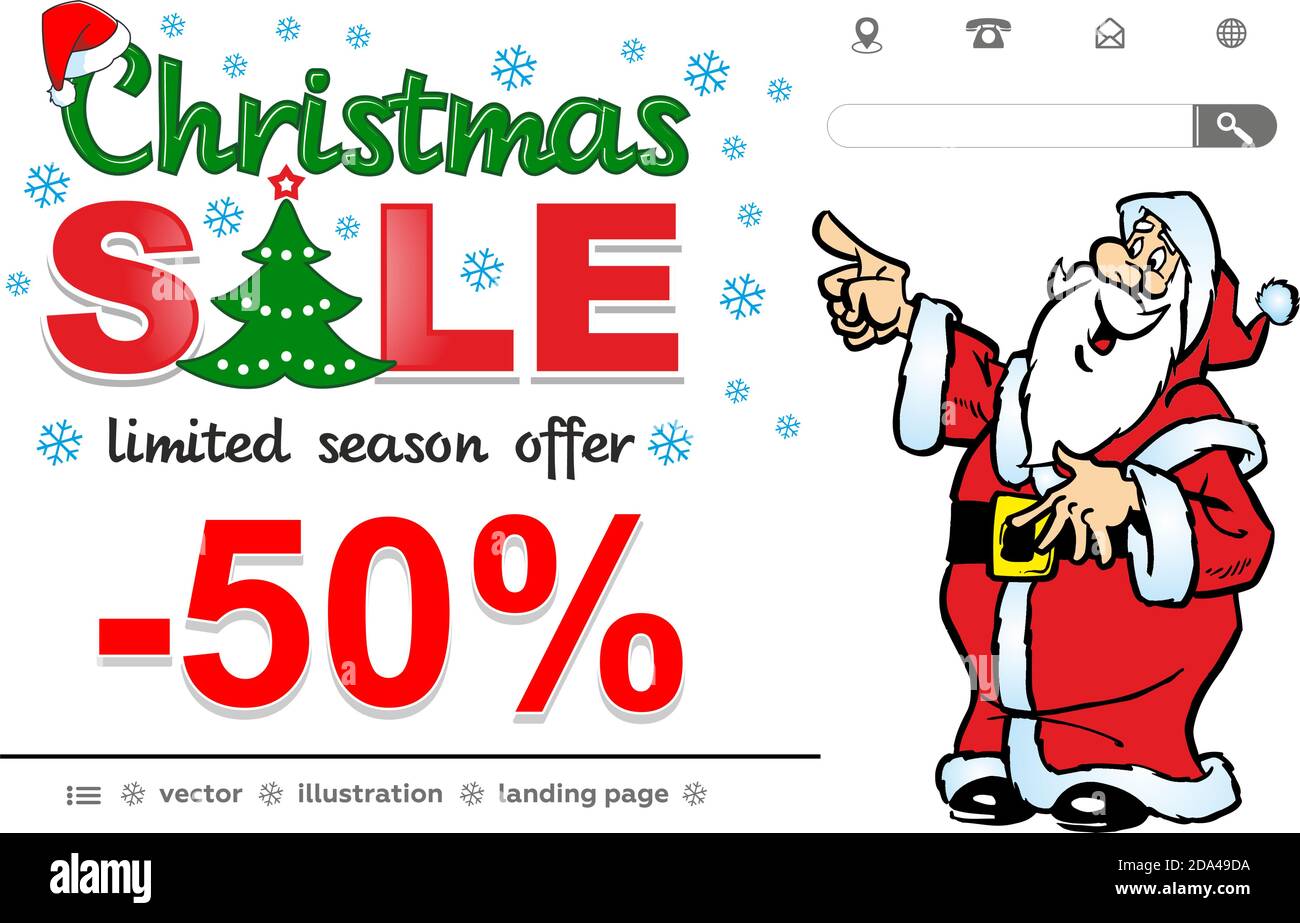 Christmas Sale Season Design Template Label, Landing page. Illustration ...