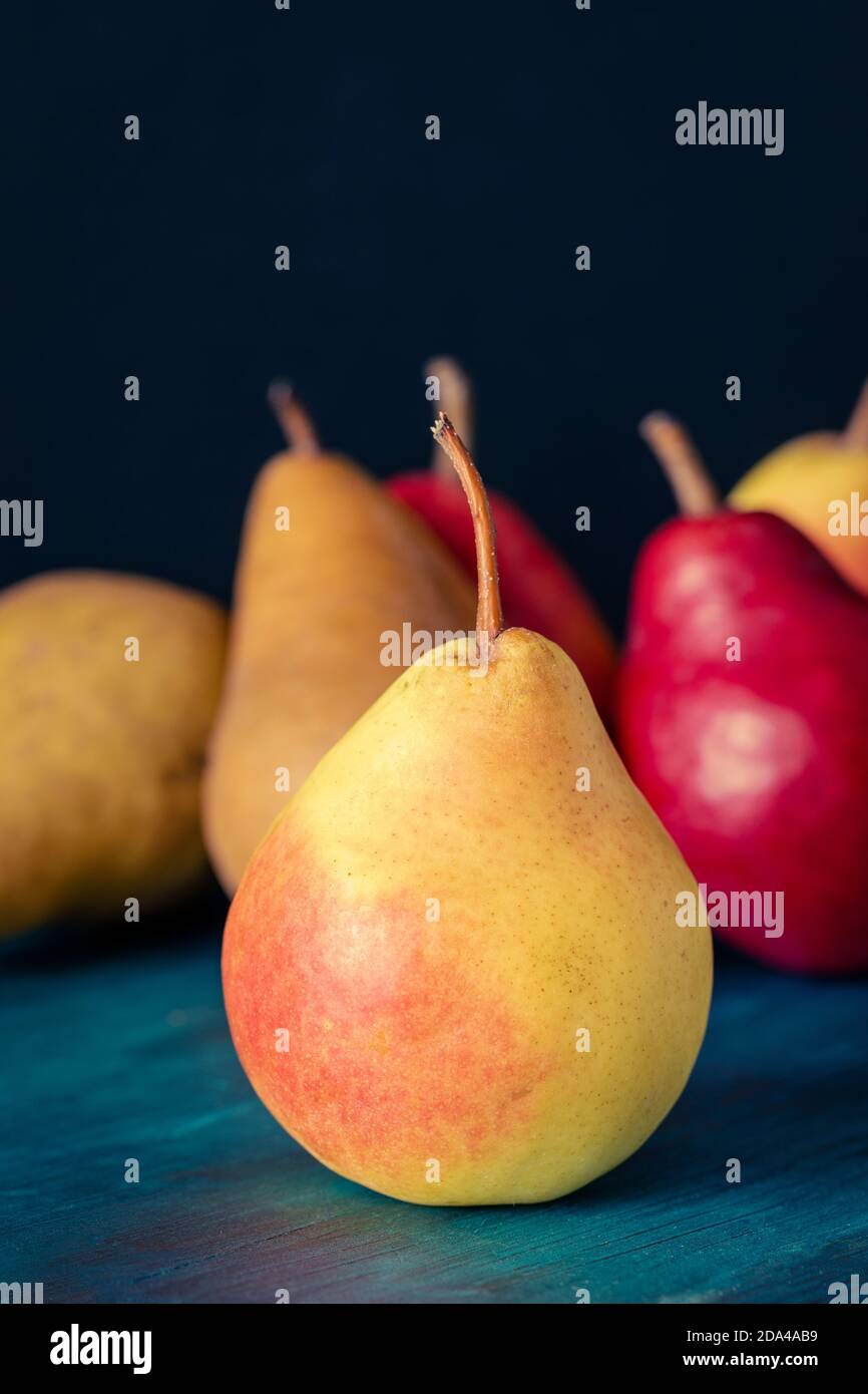table top collection of Pears, Red Anjou, Bosc, and Comic Stock Photo ...