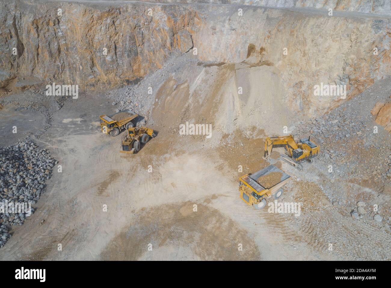 mining machinery performing operations from an aerial point of view ...