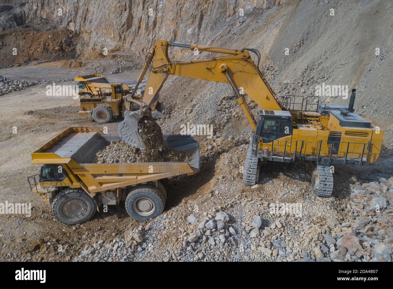 mining machinery performing operations from an aerial point of view ...