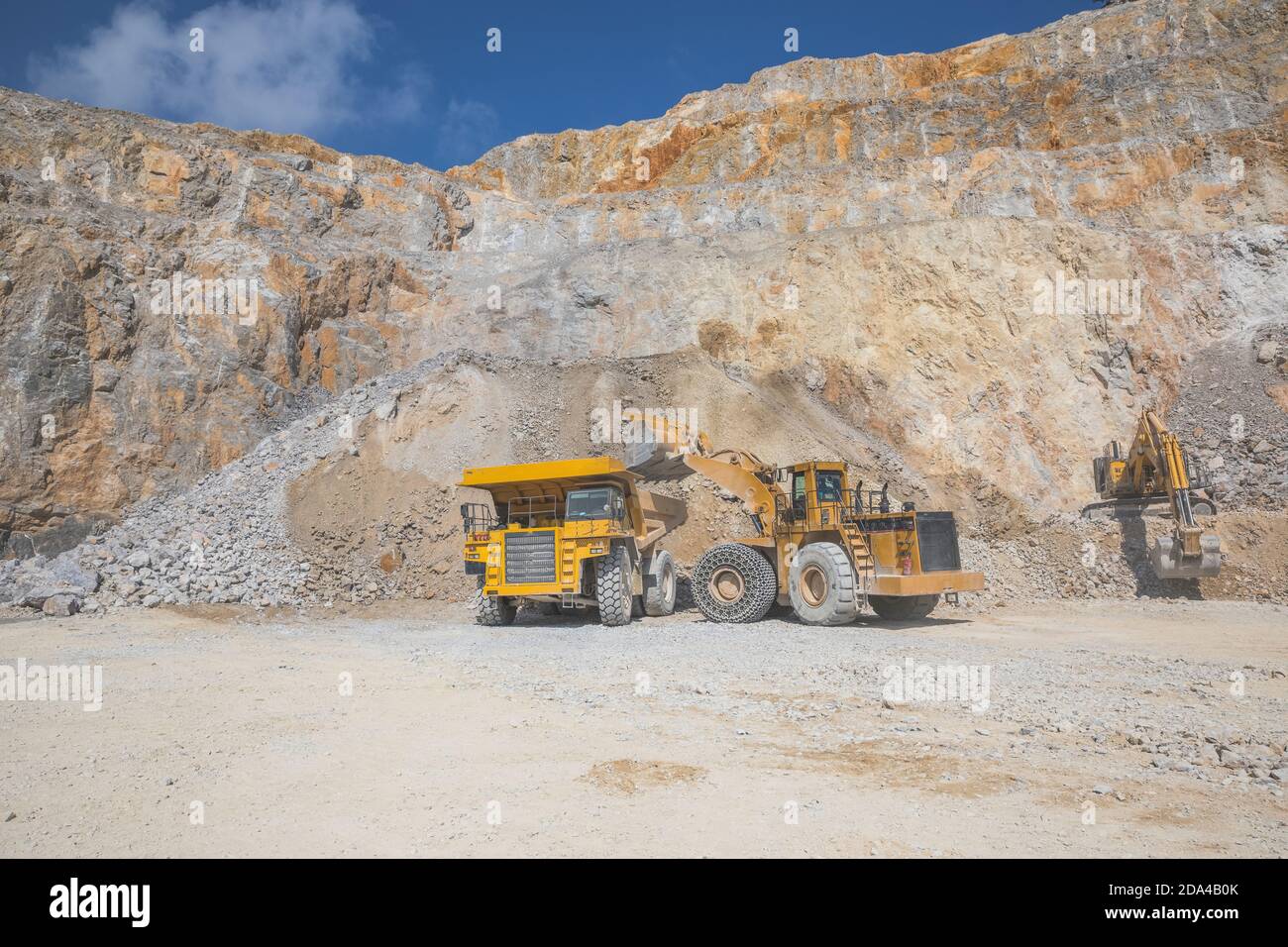 loader loading mining truck at open pit Stock Photo - Alamy