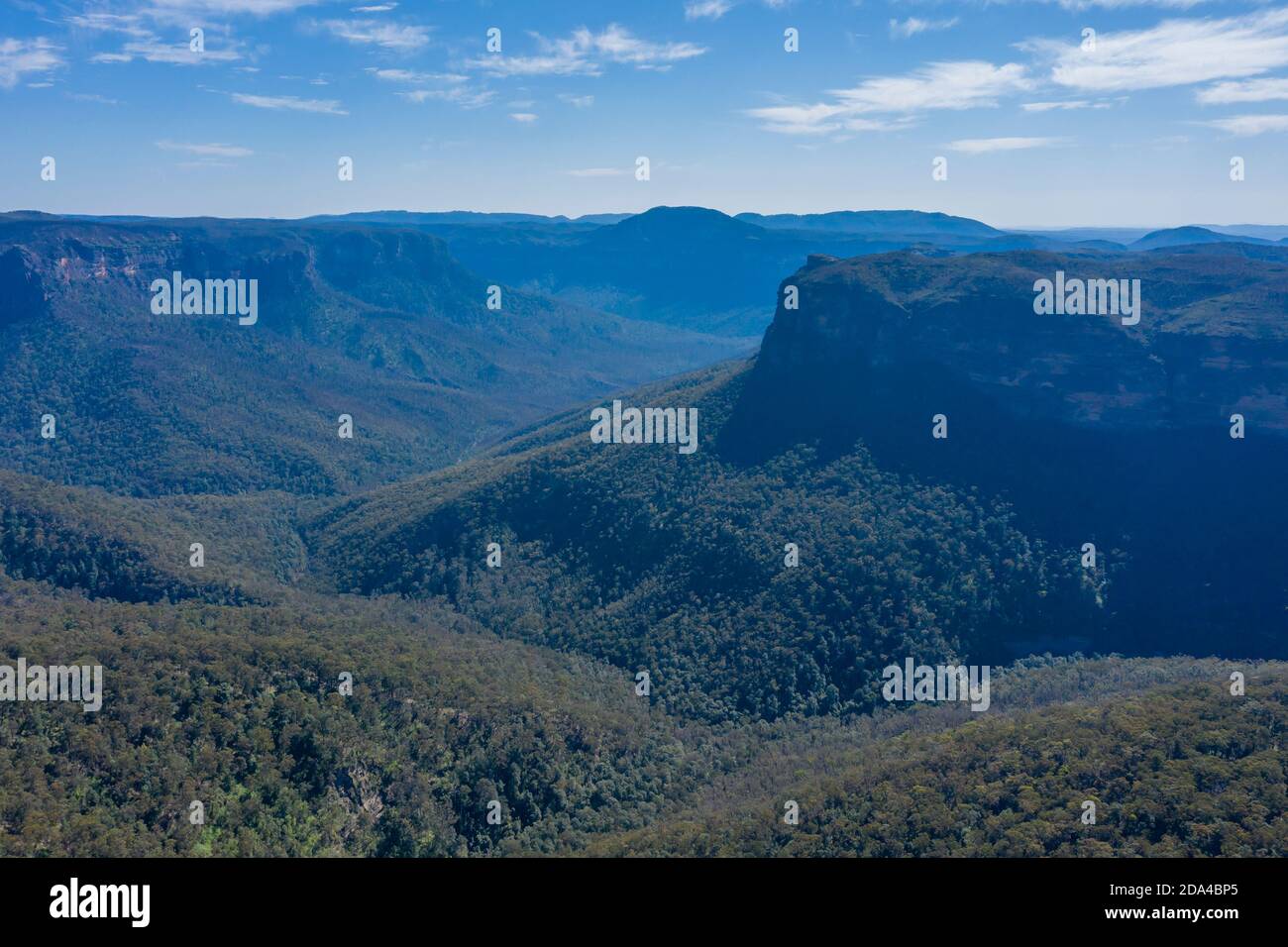 Aerial view of The Grand Canyon near the township of Medlow Bath in The ...
