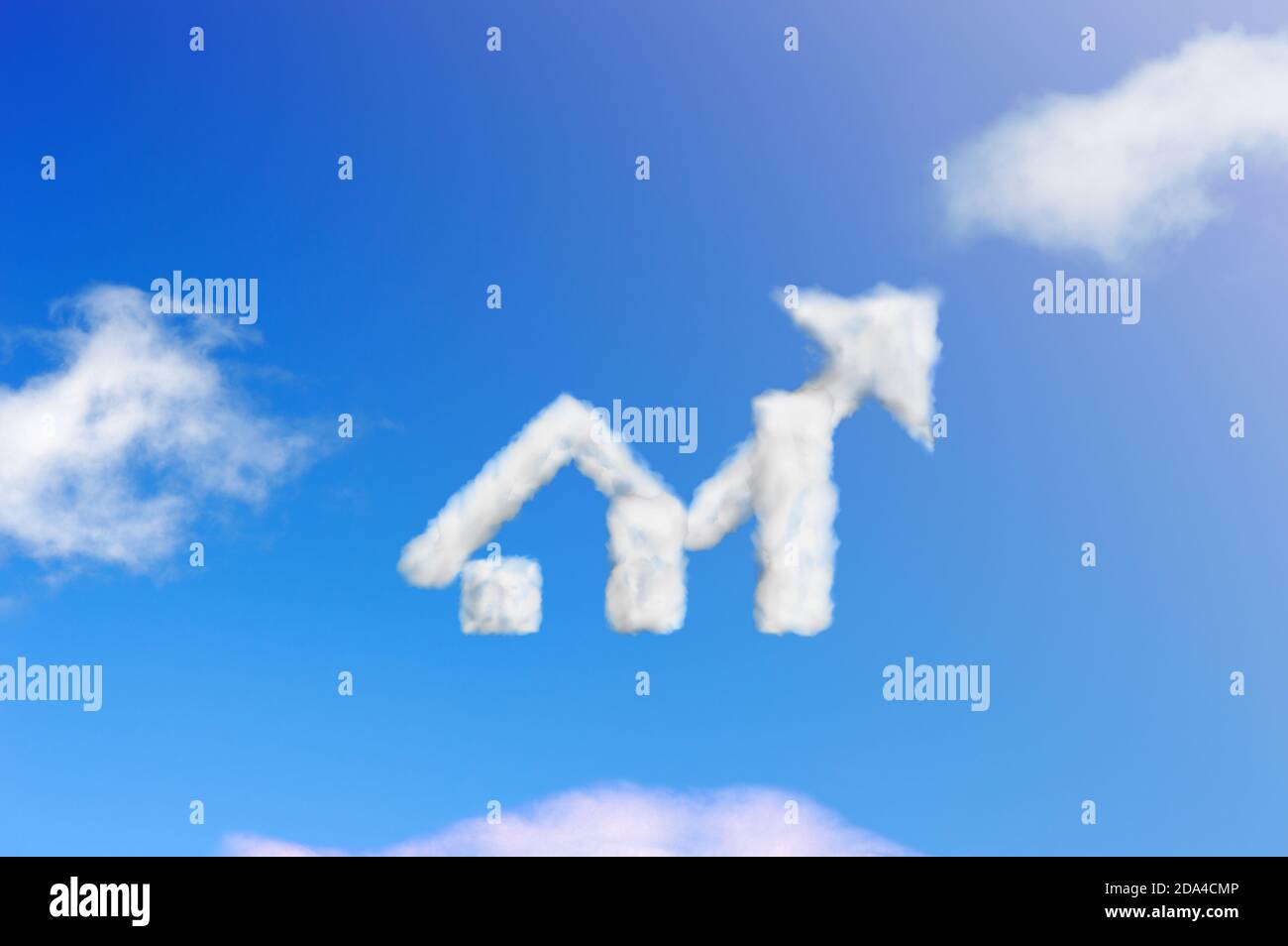 Cloud shape arrow pointing up on a blue sky. Sales concept Stock Photo ...