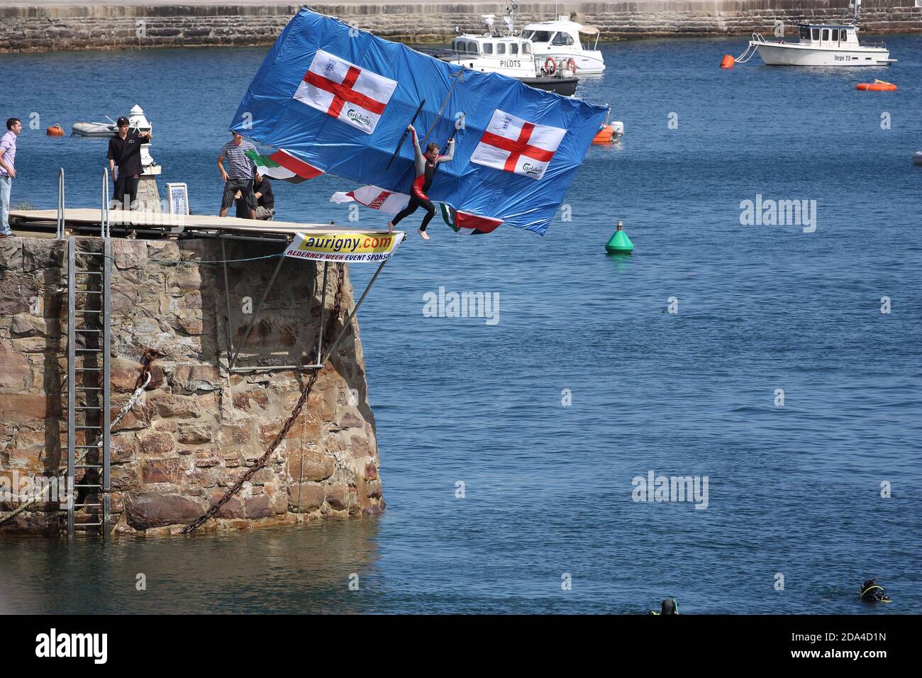 Channel Islands. Alderney. Alderney Week annual event. Man-powered ...
