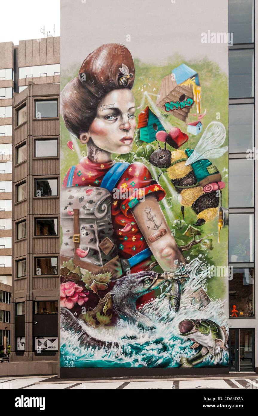 A commissioned mural by the Nomad Clan group of female street artists ...