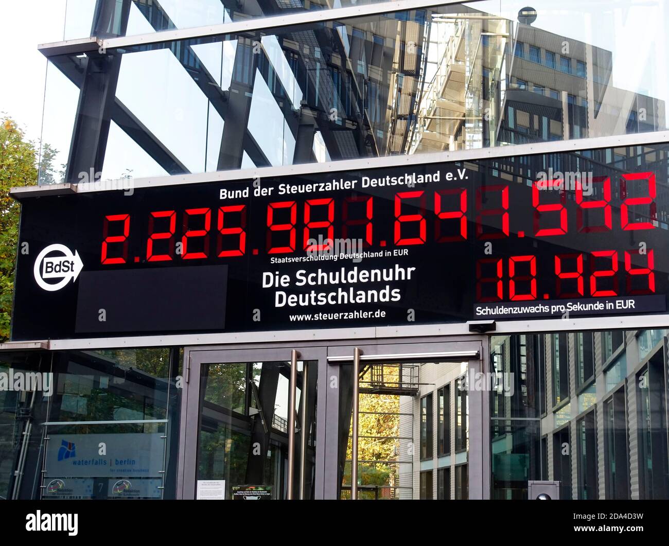 Debt clock,public counter, which displays the government debt , Berlin ...