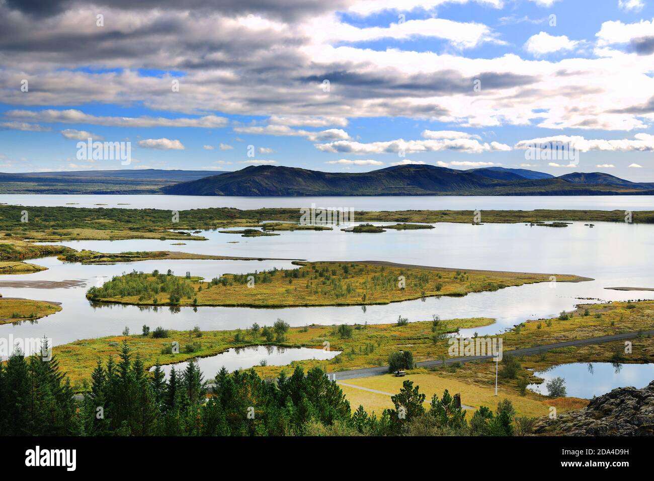 Thingvellir national park valley near Thingvallavatn lake lies in a ...