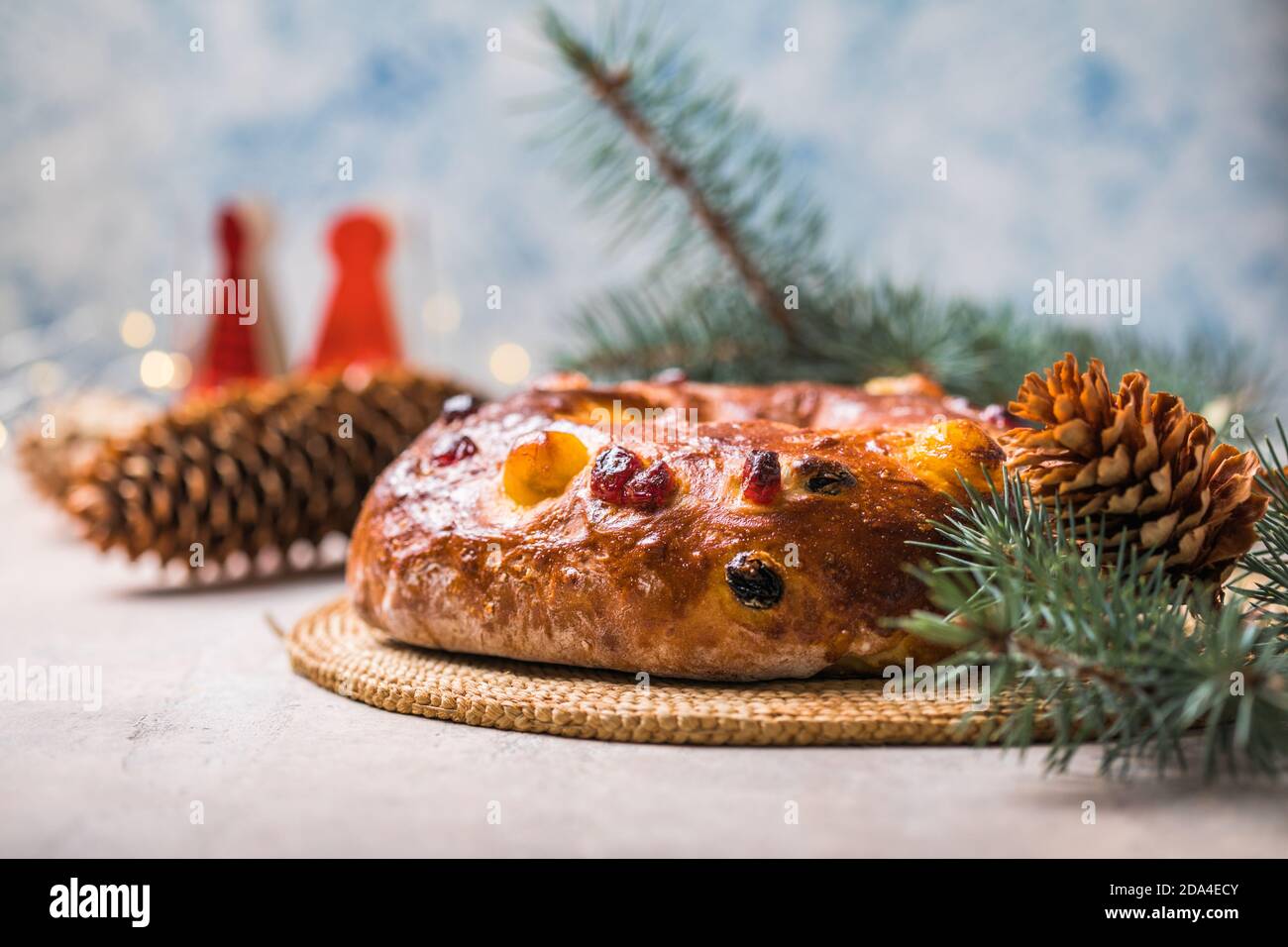 Rosca de reyes, spanish three kings cake eaten on epiphany day, on a ...