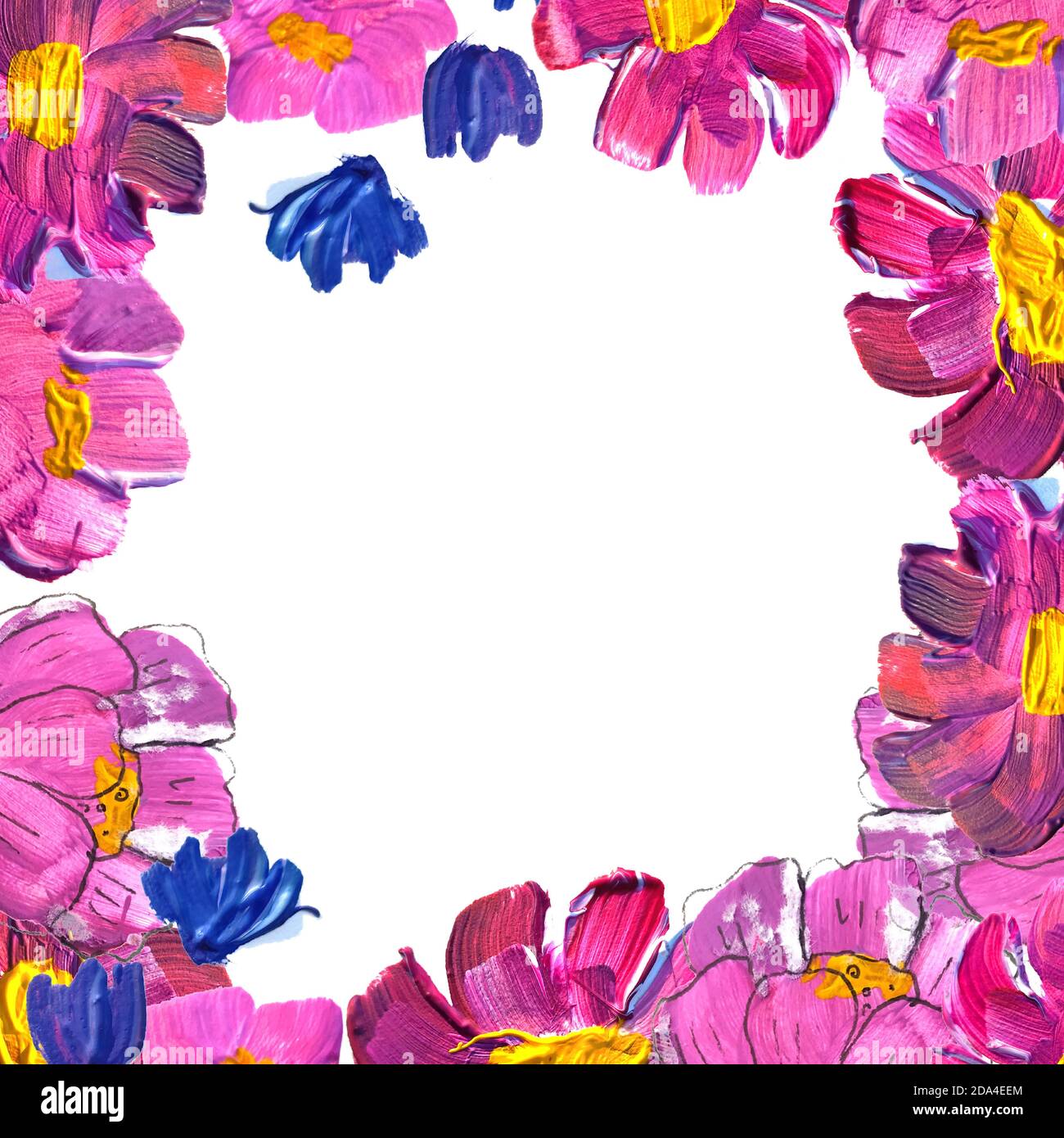 Hand-painted floral frame. Wildrlowers on white background Stock Photo ...