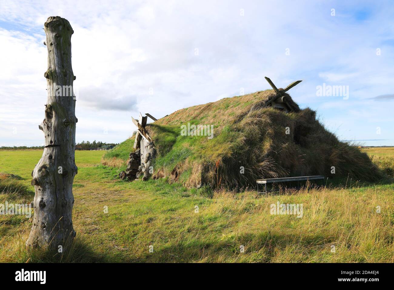 Ancient traditional turf house on a meadow in Iceland, Europe Stock ...