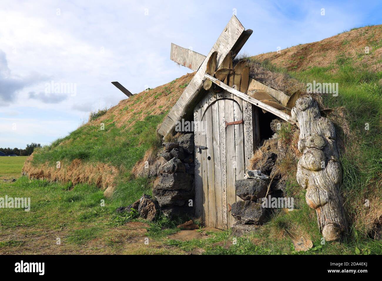 Ancient traditional turf house on a meadow in Iceland, Europe Stock ...