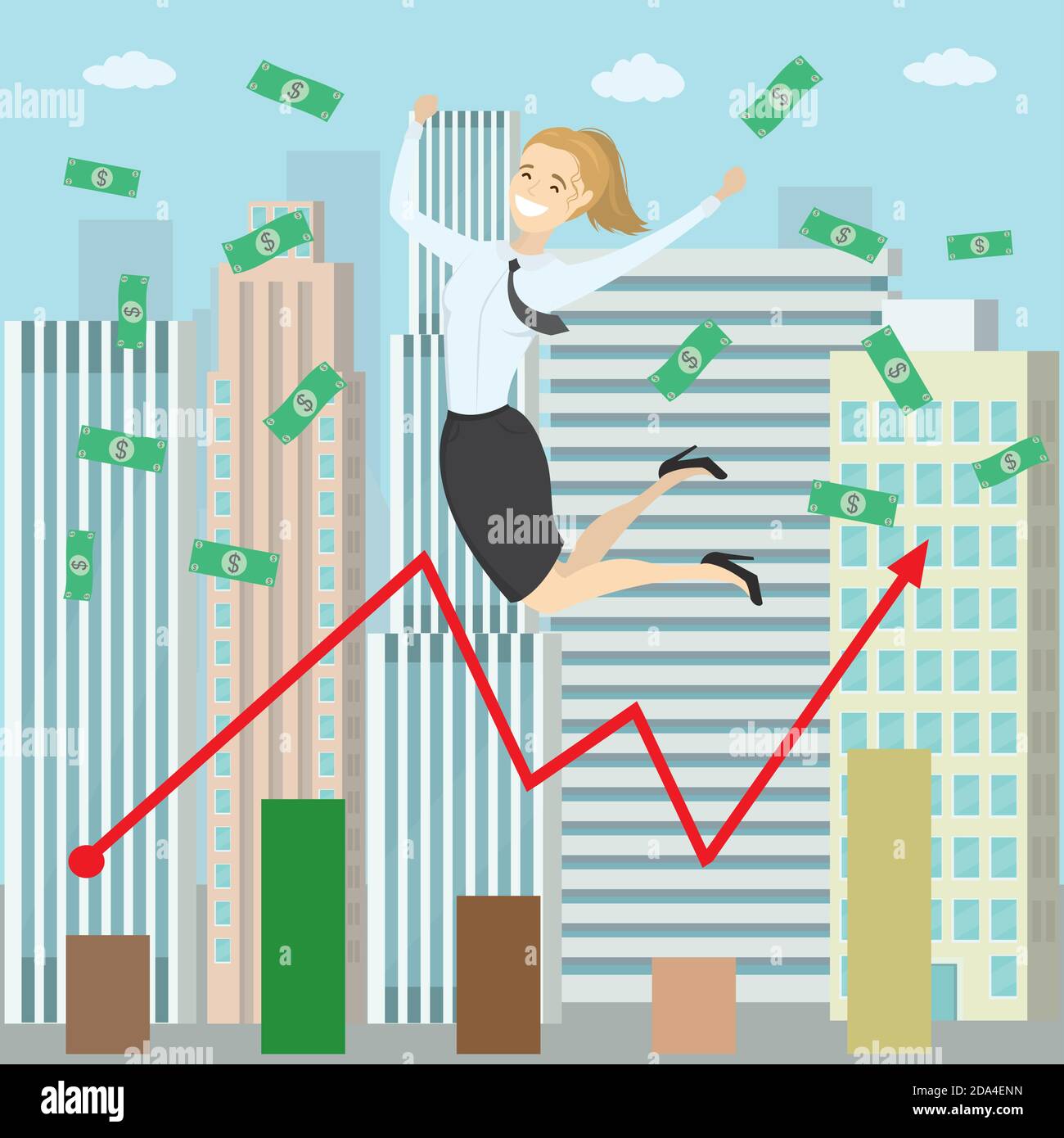 Happy caucasian successful woman Stock Vector Images - Alamy