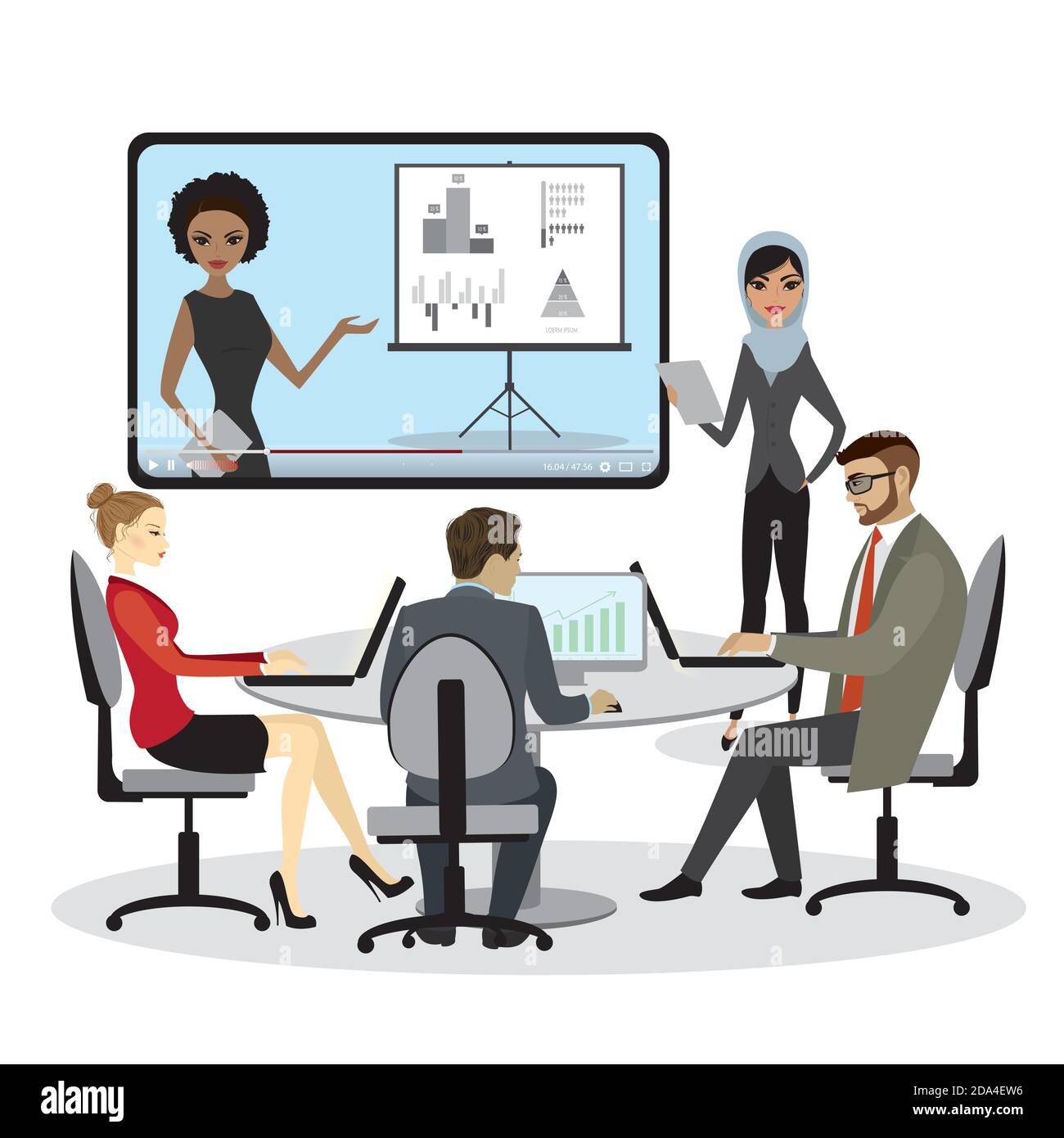 Business cartoon meeting chart happy hi-res stock photography and ...