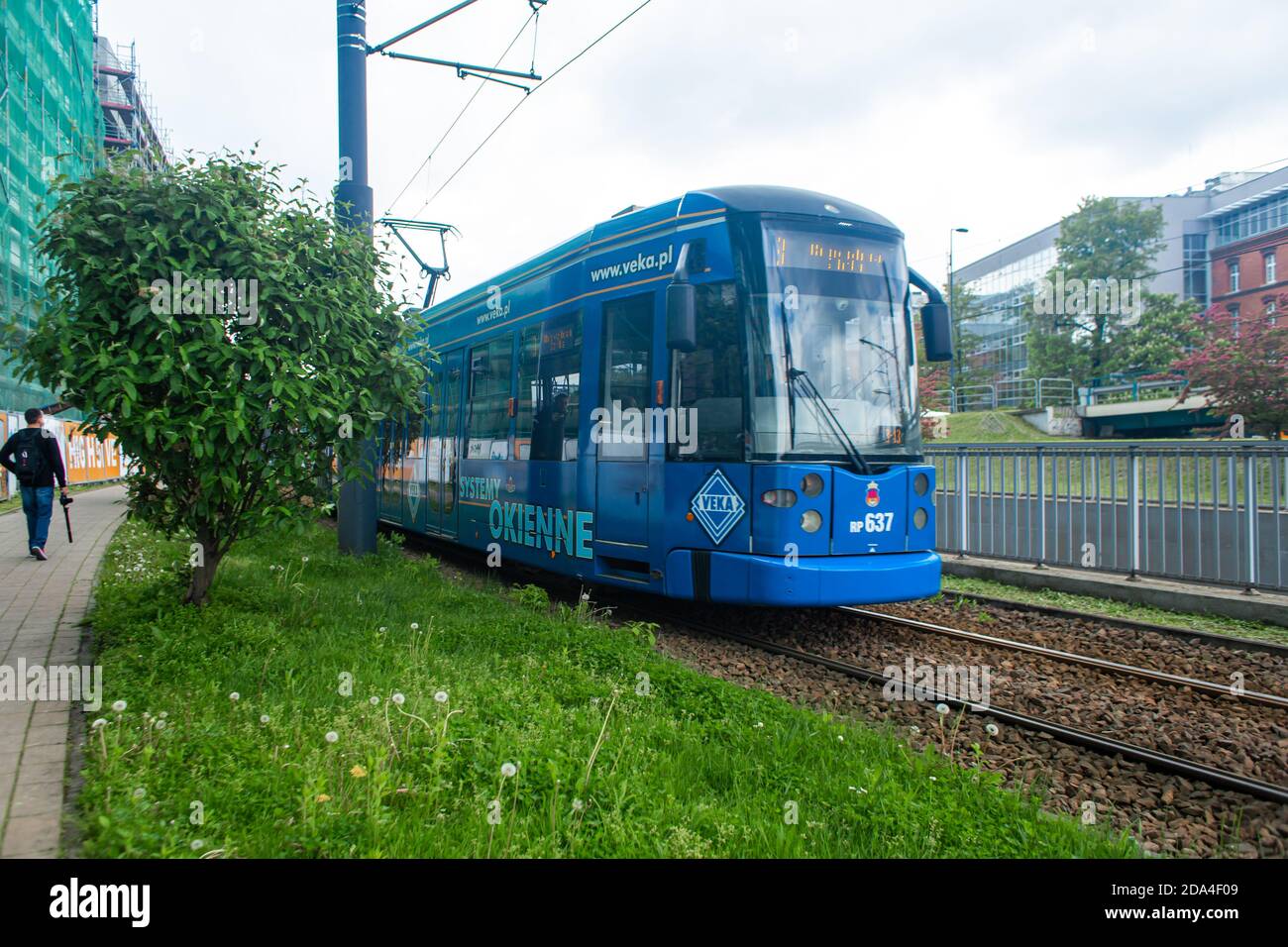 Modern urban transport of European cities. Low floor tram Stock Photo ...
