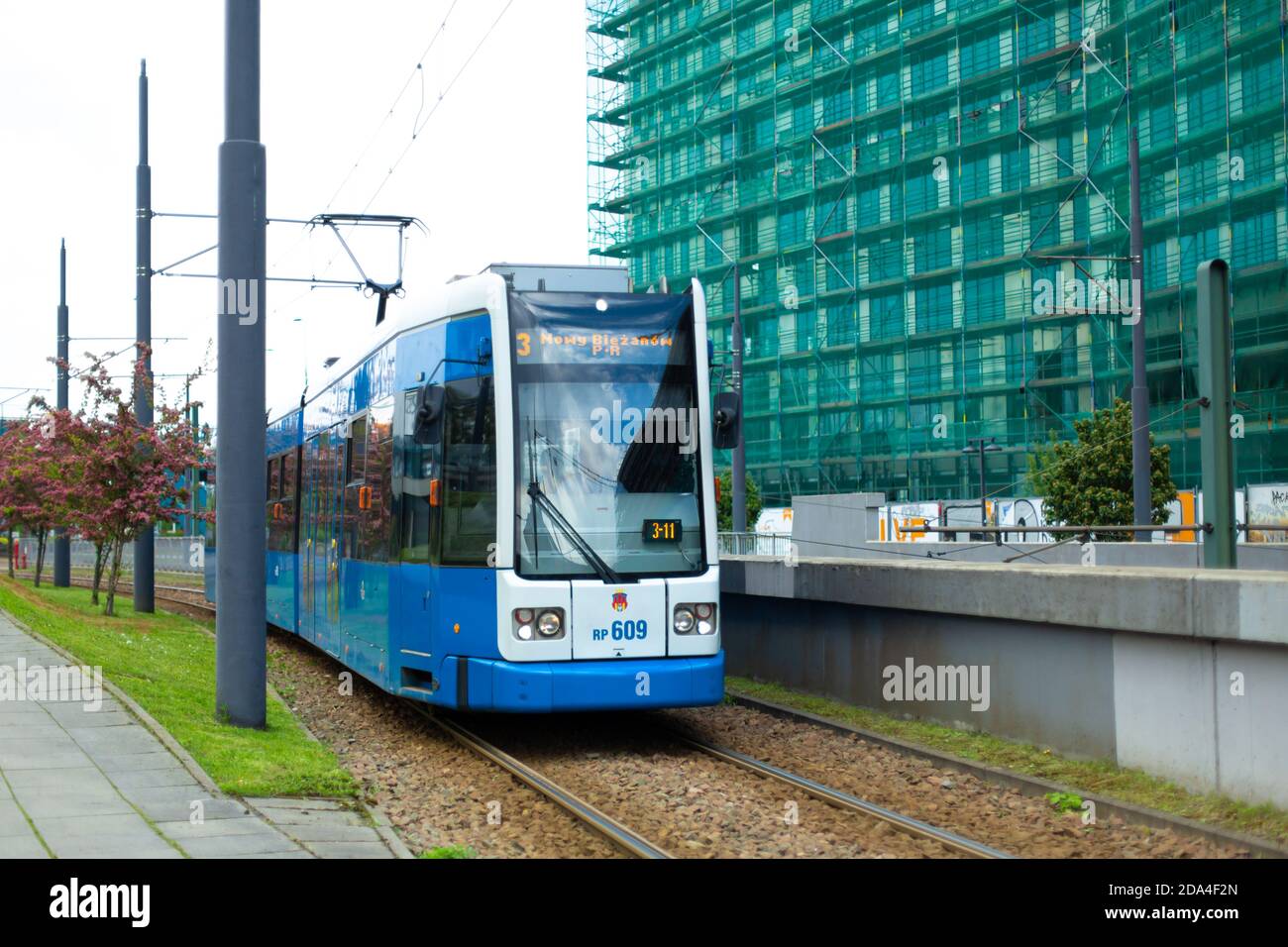 Modern urban transport of European cities. Low floor tram Stock Photo ...