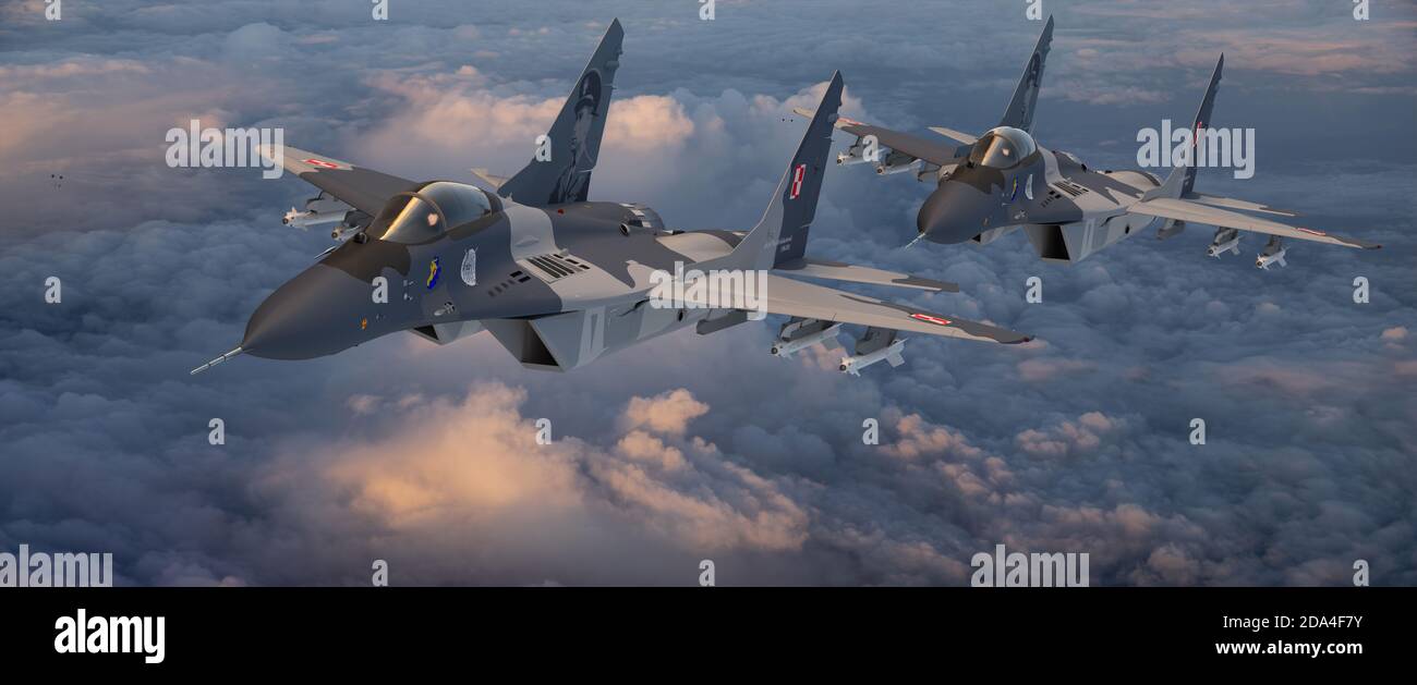 Mig 29 formation of the Polish Air Force Stock Photo - Alamy