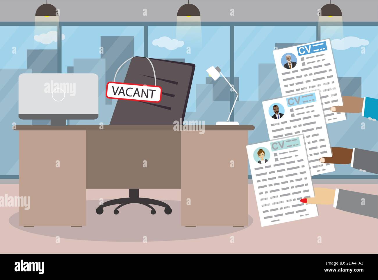 Vacant office desk Stock Vector Images - Alamy