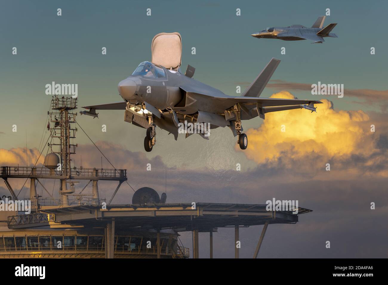 F-35 5th generation aircraft landing on an aircraft carrier Stock Photo ...