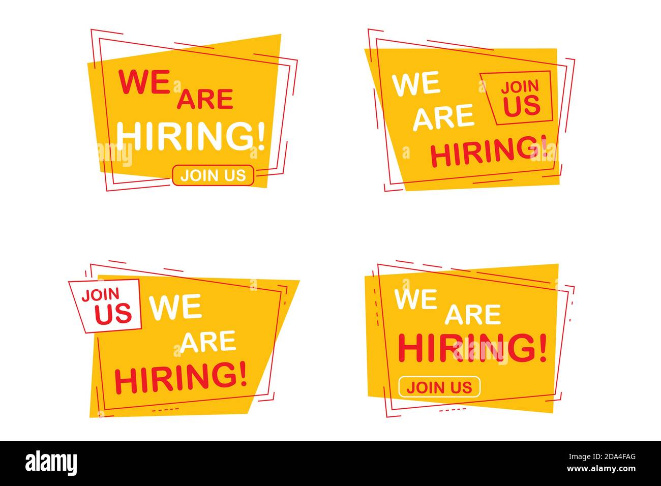 We are hiring labels or banners,Set of four elements Stock Vector Image ...