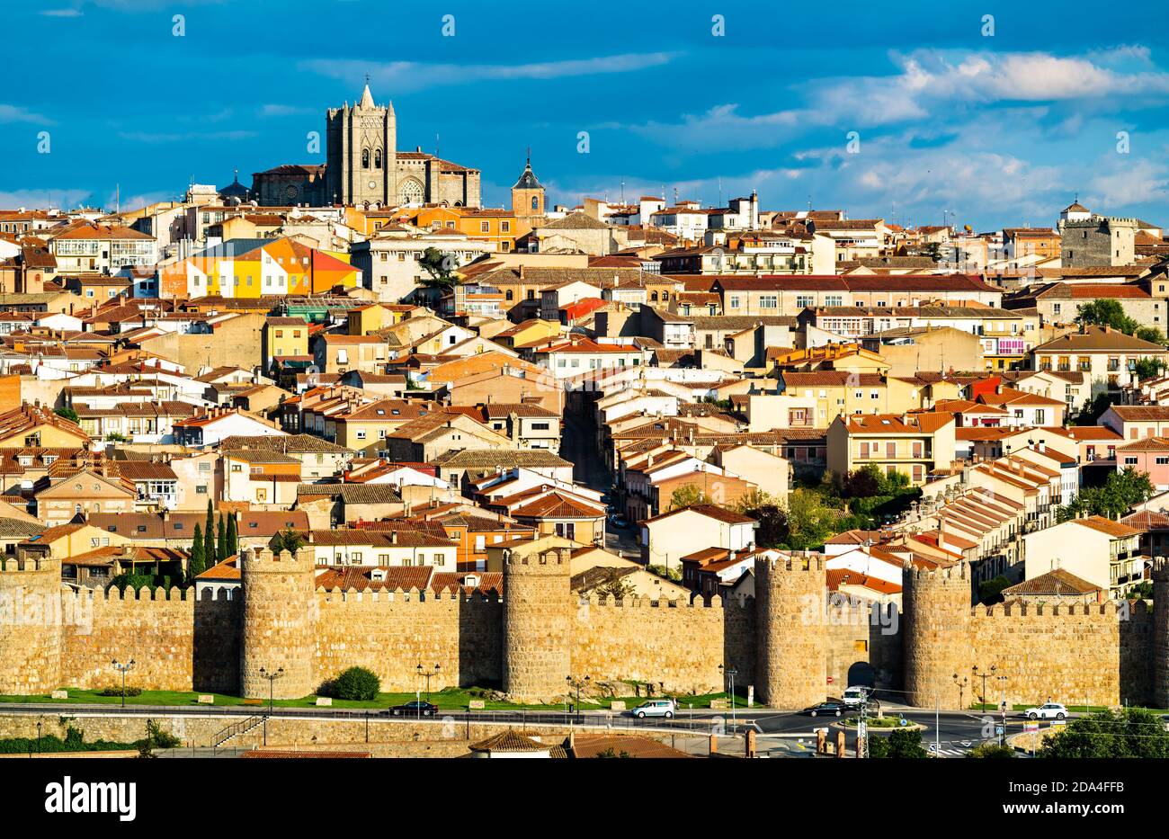 Avila with medieval walls in Spain Stock Photo - Alamy