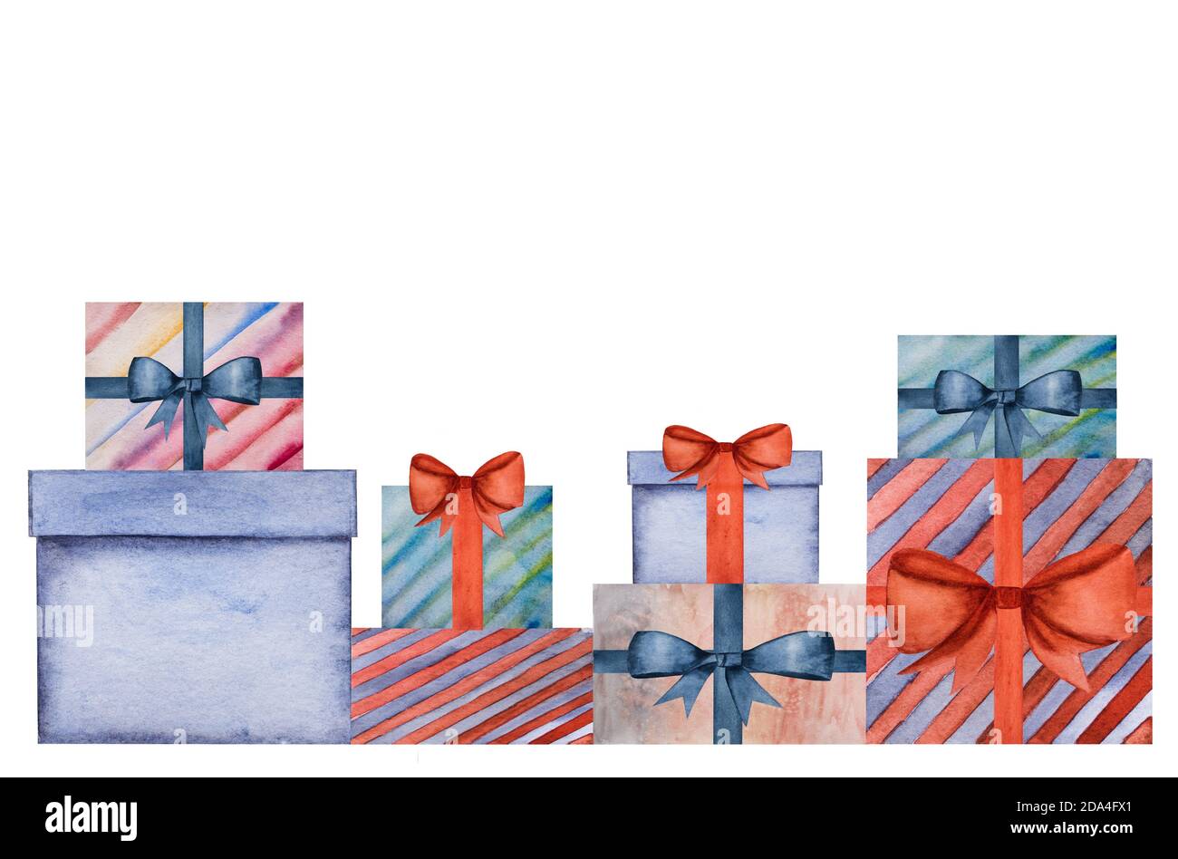 Beautiful drawing of boxes with gifts. Close-up Stock Photo - Alamy