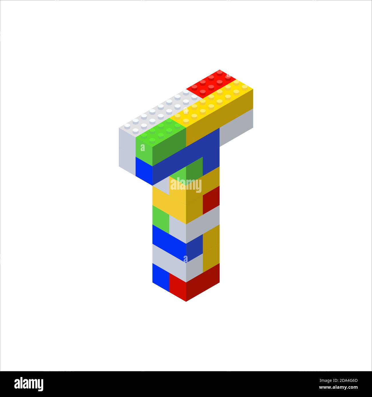 Isometric font made from color plastic blocks. The childrens designer ...